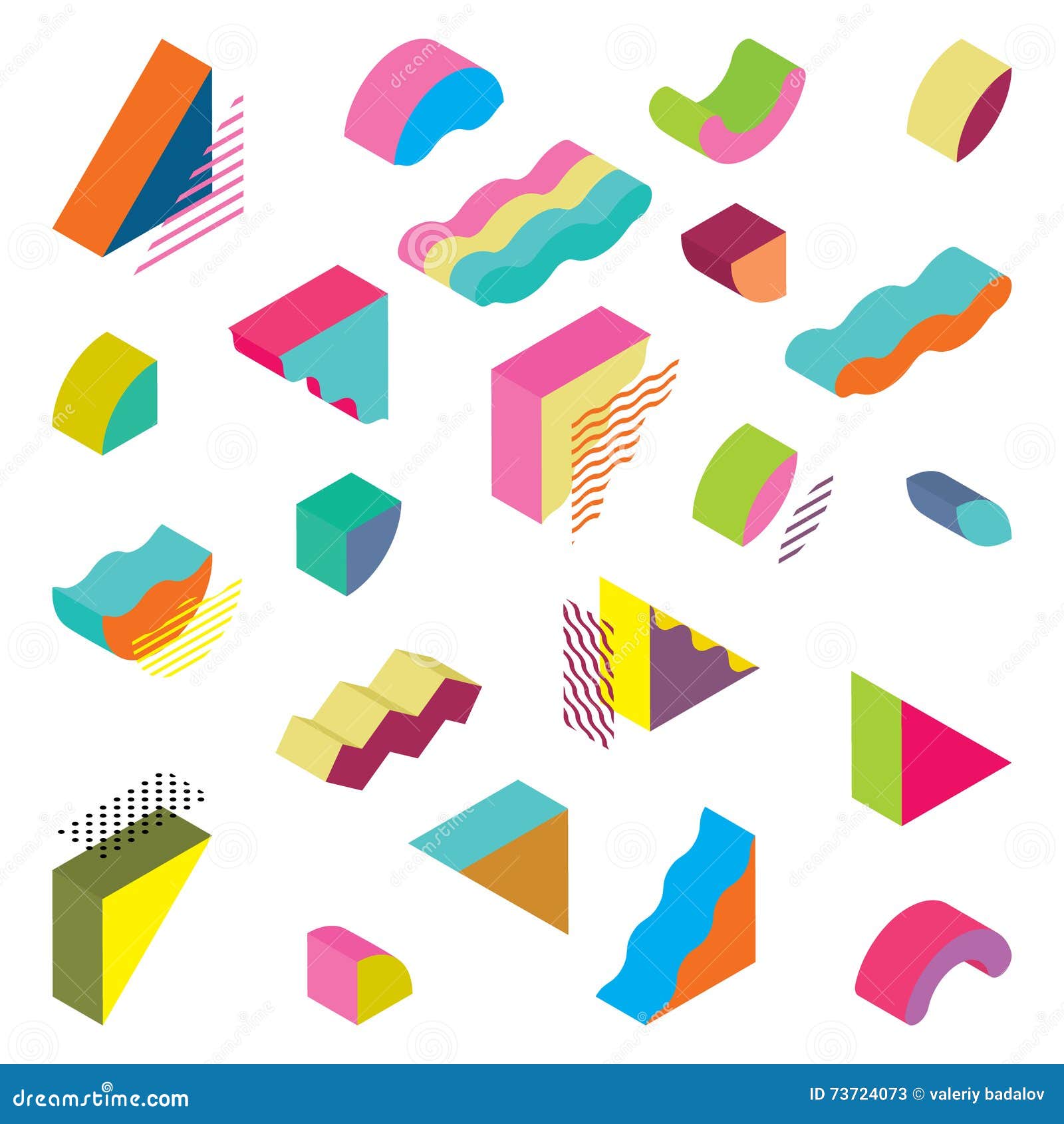 Blocks Isometric Color Design Elements Stock Vector - Illustration of ...
