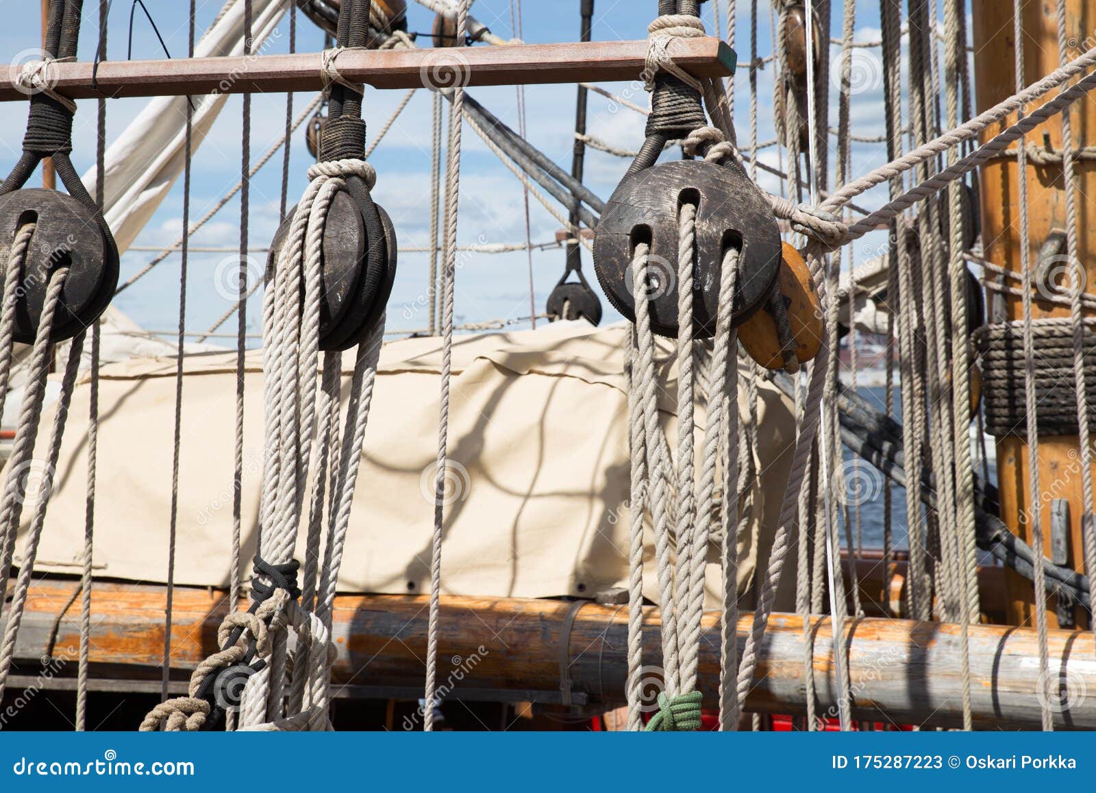 Blocks and Lashings stock image. Image of trim, sail - 175287223