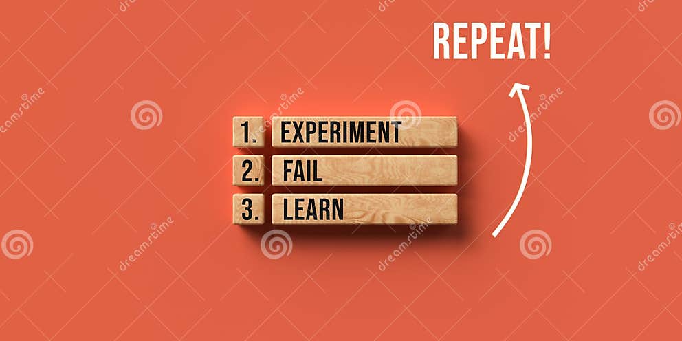 Blocks with Message EXPERIMENT, FAIL, LEARN and REPEAT - 3D Rendered ...