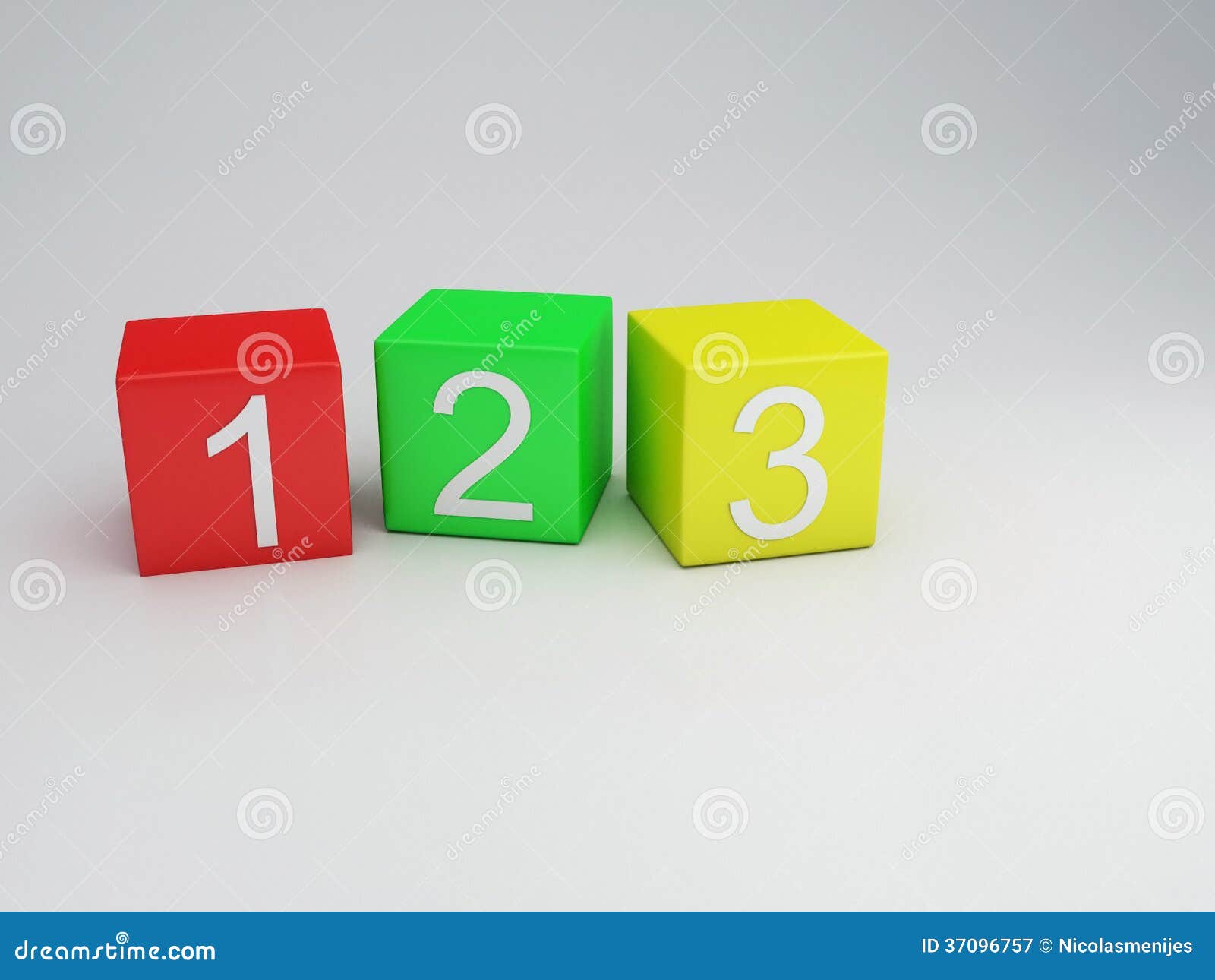 Blocks 123 Numbers, 3d Render Stock Illustration - Illustration of ...