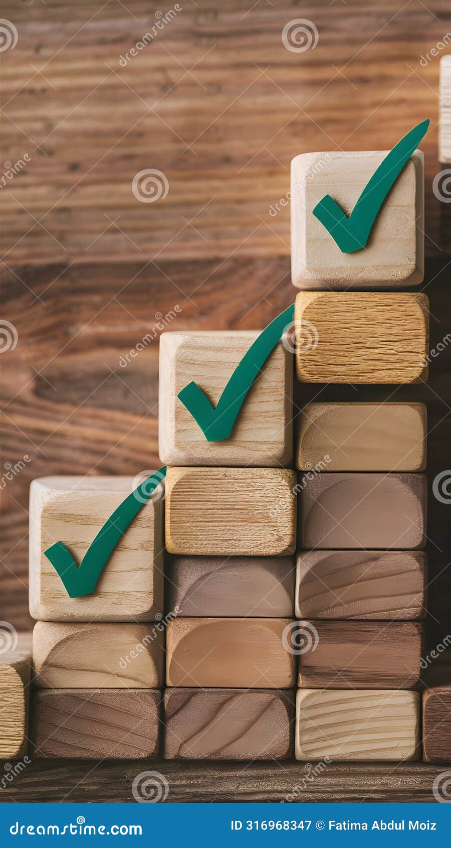 Blocks Organized with Green Checkmarks, Symbolizing Completion ...