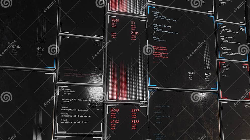 Blocks of Program Code Flying in Virtual Space Divided into Different ...
