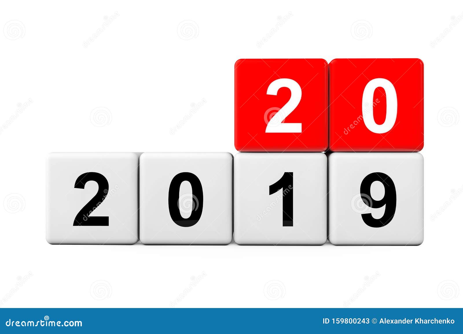 Blocks with the Transition from Year 2019 To 2020. 3d Rendering Stock ...