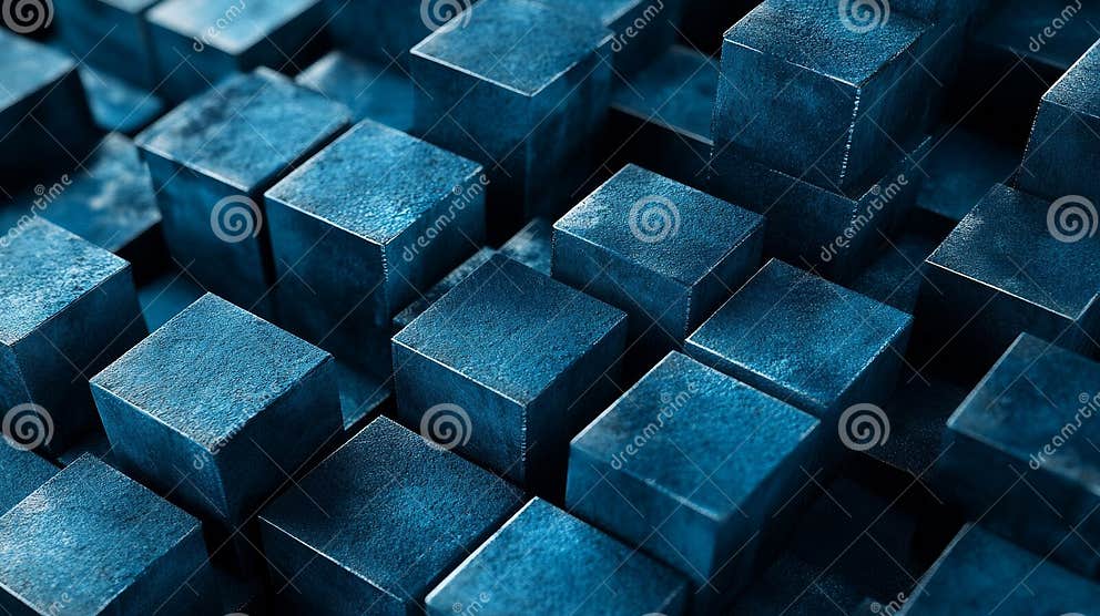 Blocks of Transparent Material Neatly Aligned on a Blue Background with ...