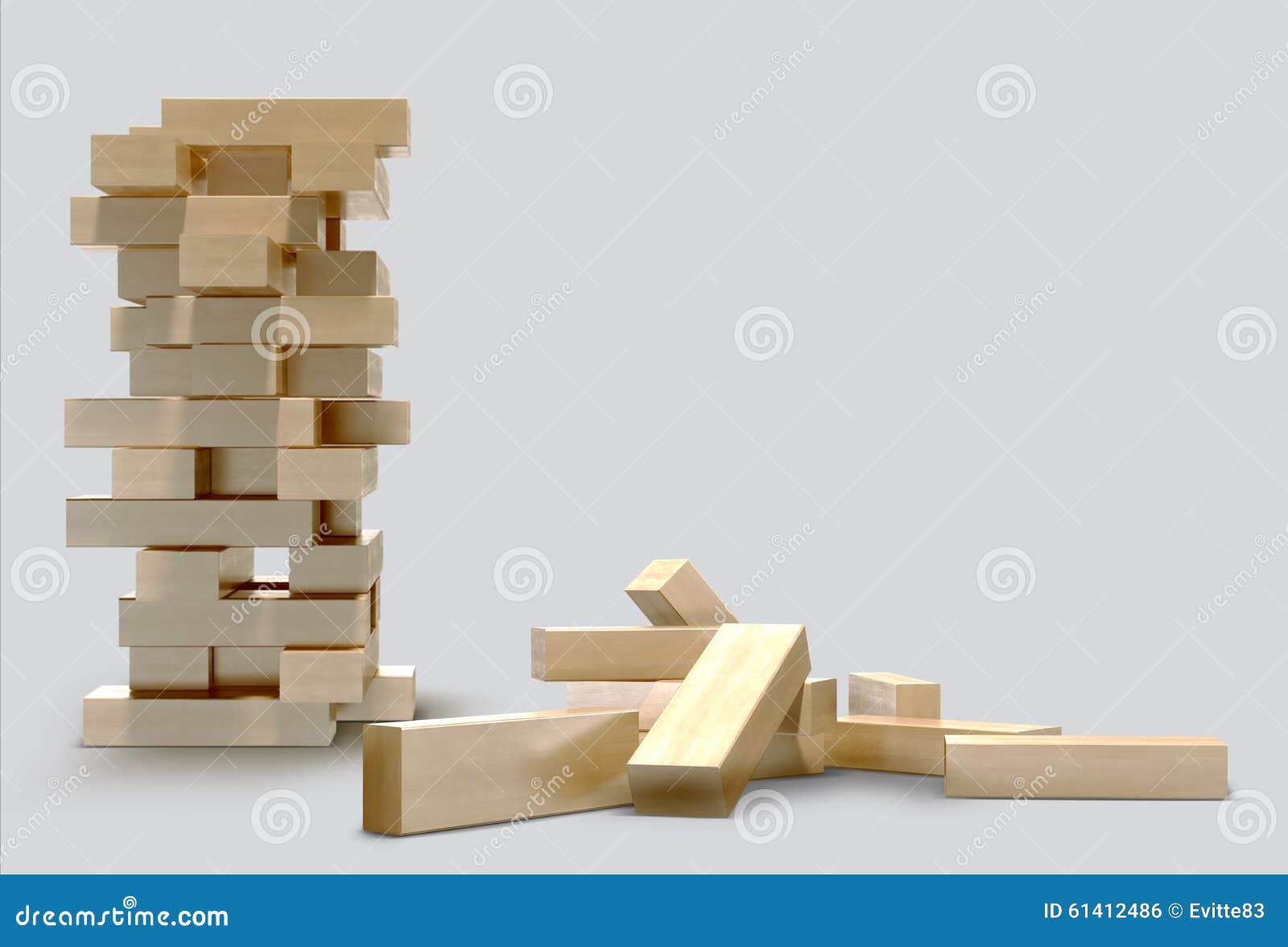 Blocks Wood Game Jenga on Gray Background. Stock Illustration ...