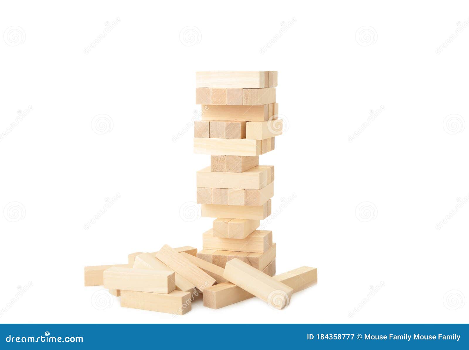 Blocks of Wood Isolated on White Background. Tower Stock Image - Image ...