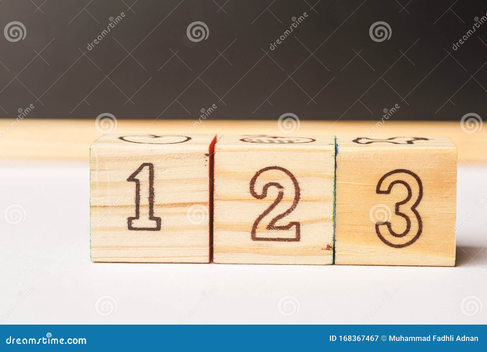 123 Blocks on Wooden Surface Stock Image - Image of number, education ...