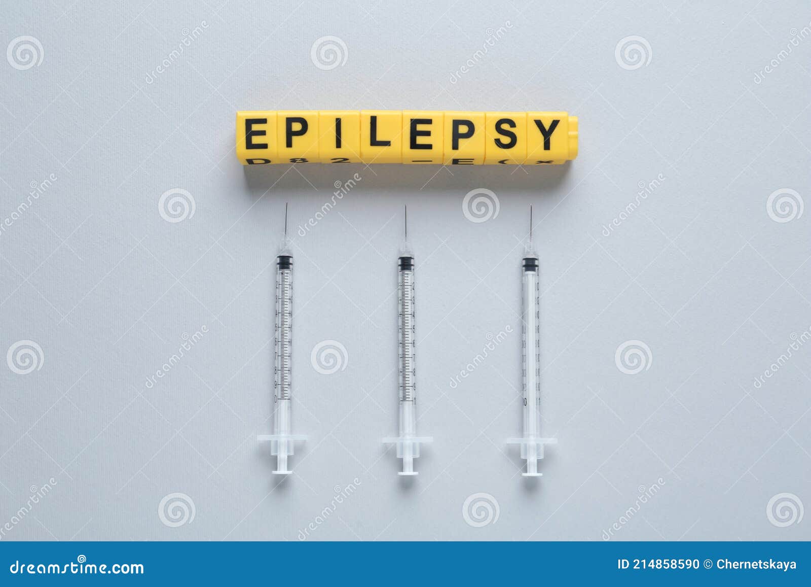 Blocks with Word Epilepsy and Syringes on Light Background, Flat Lay ...