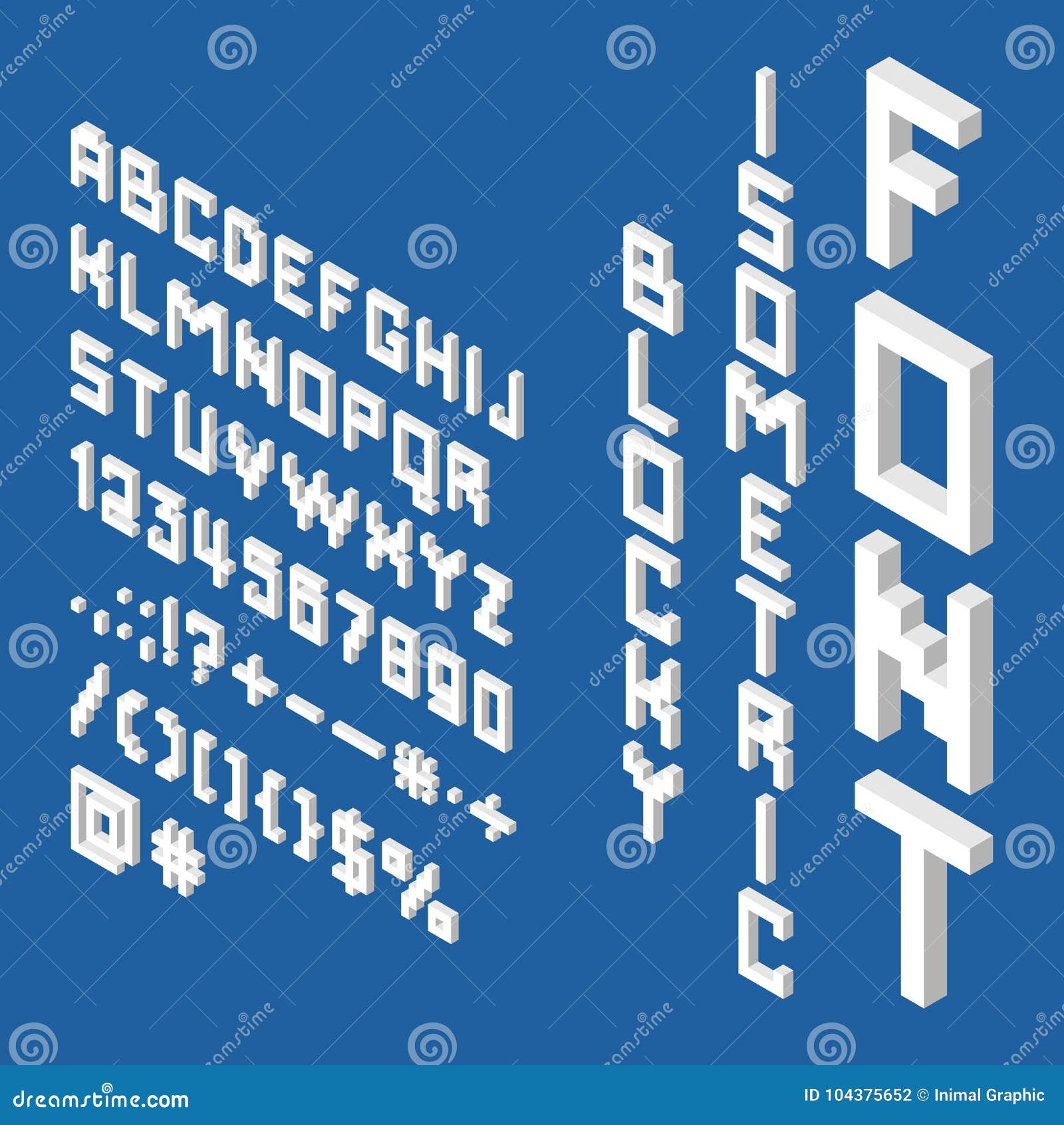 Blocky Isometric White Font Stock Vector - Illustration of punctuation ... Blocky Isometric White Font Stock Vector - Illustration of punctuation ...