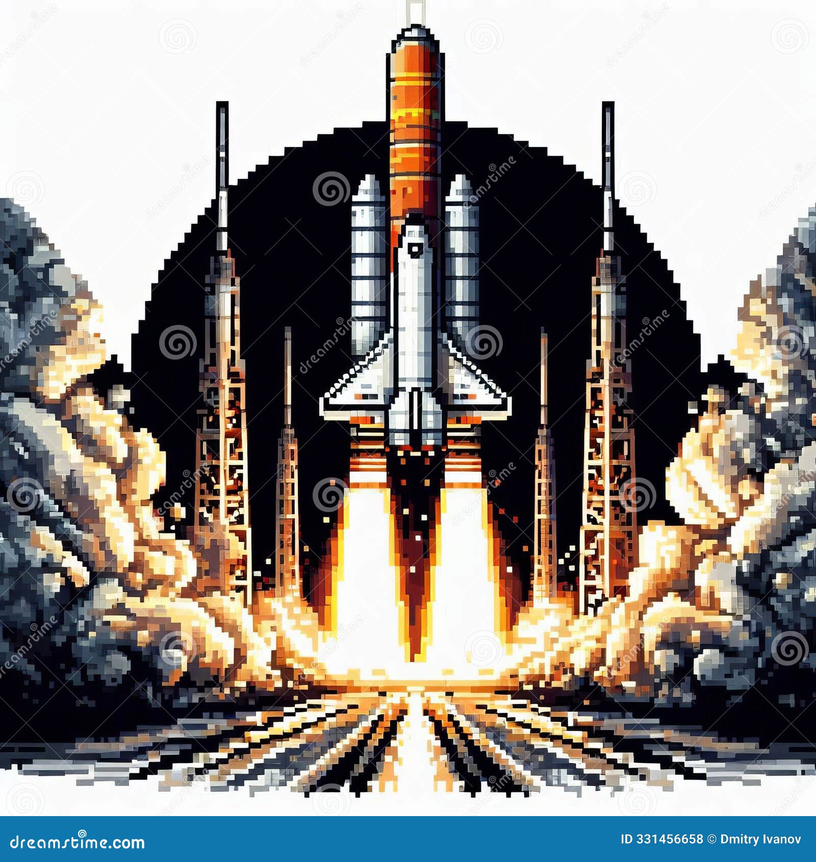 7 Blocky Launch a Pixel Art Depiction of the Launch with Macrore Stock ...