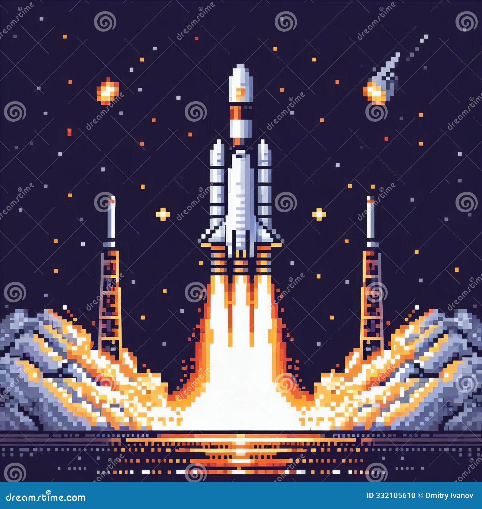 61 Blocky Rocket a Pixel Art Depiction of the Launch Stock Photo ...