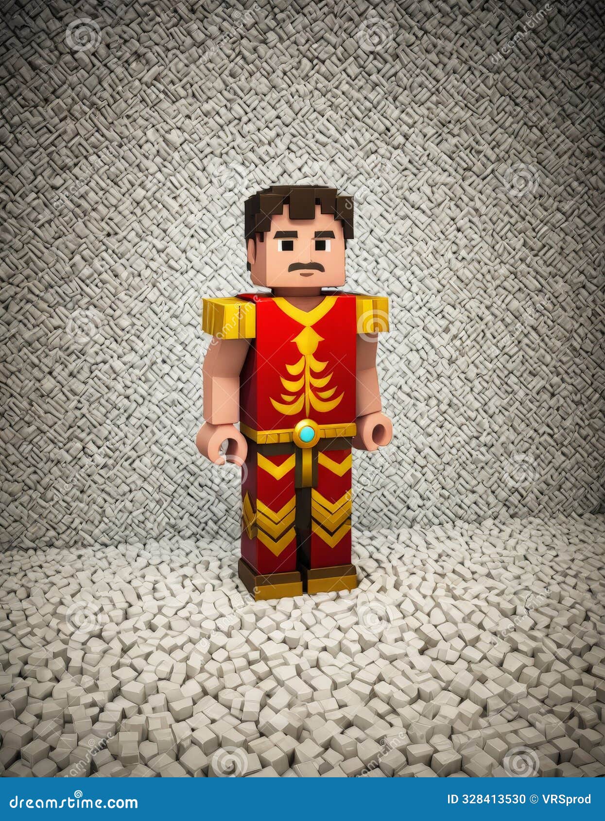 Blocky Video Game Character in a Patterned Room Stock Photo - Image of ...