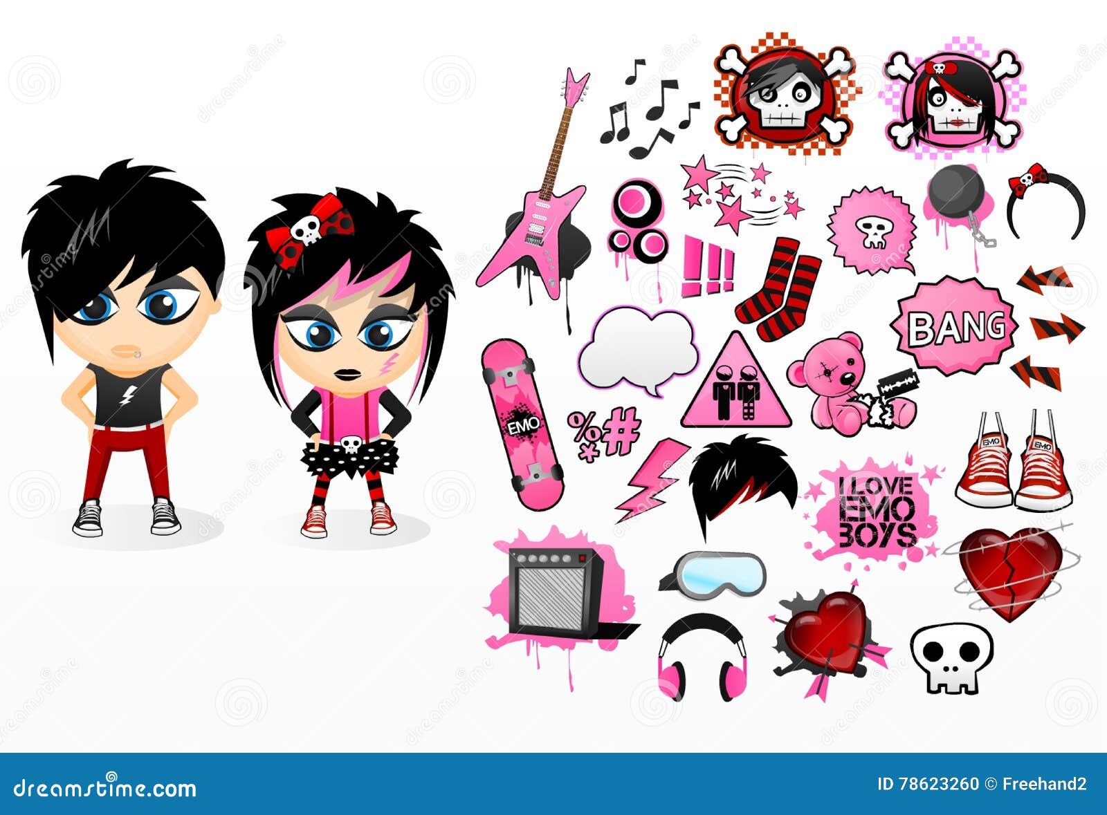 Bloco das etiquetas de Emo ilustração stock. Ilustração de moderno ...