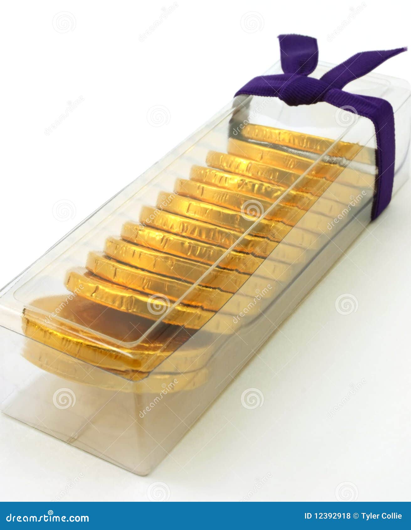 Bloco Do Presente De Moedas De Ouro Do Chocolate, Angular Foto de Stock ...