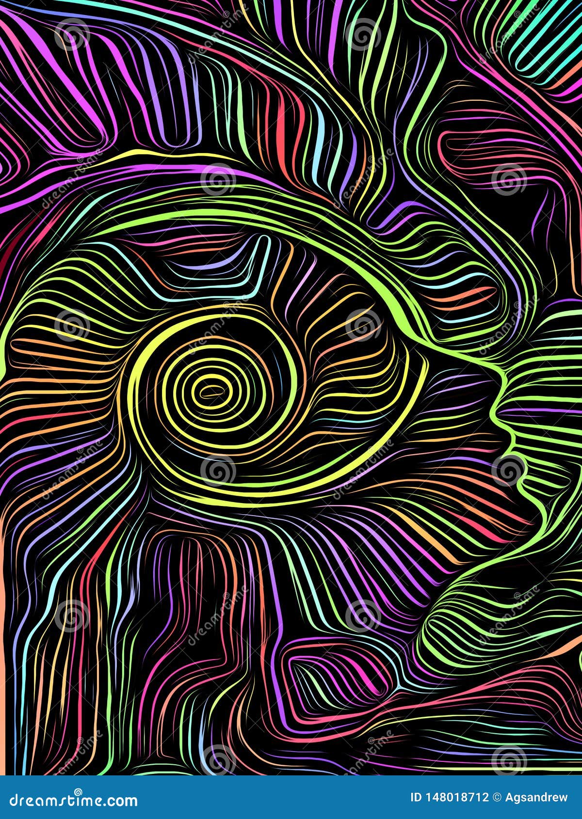 Bloco Xilogrfico Do Redemoinho Da Mente Ilustração Stock Ilustração