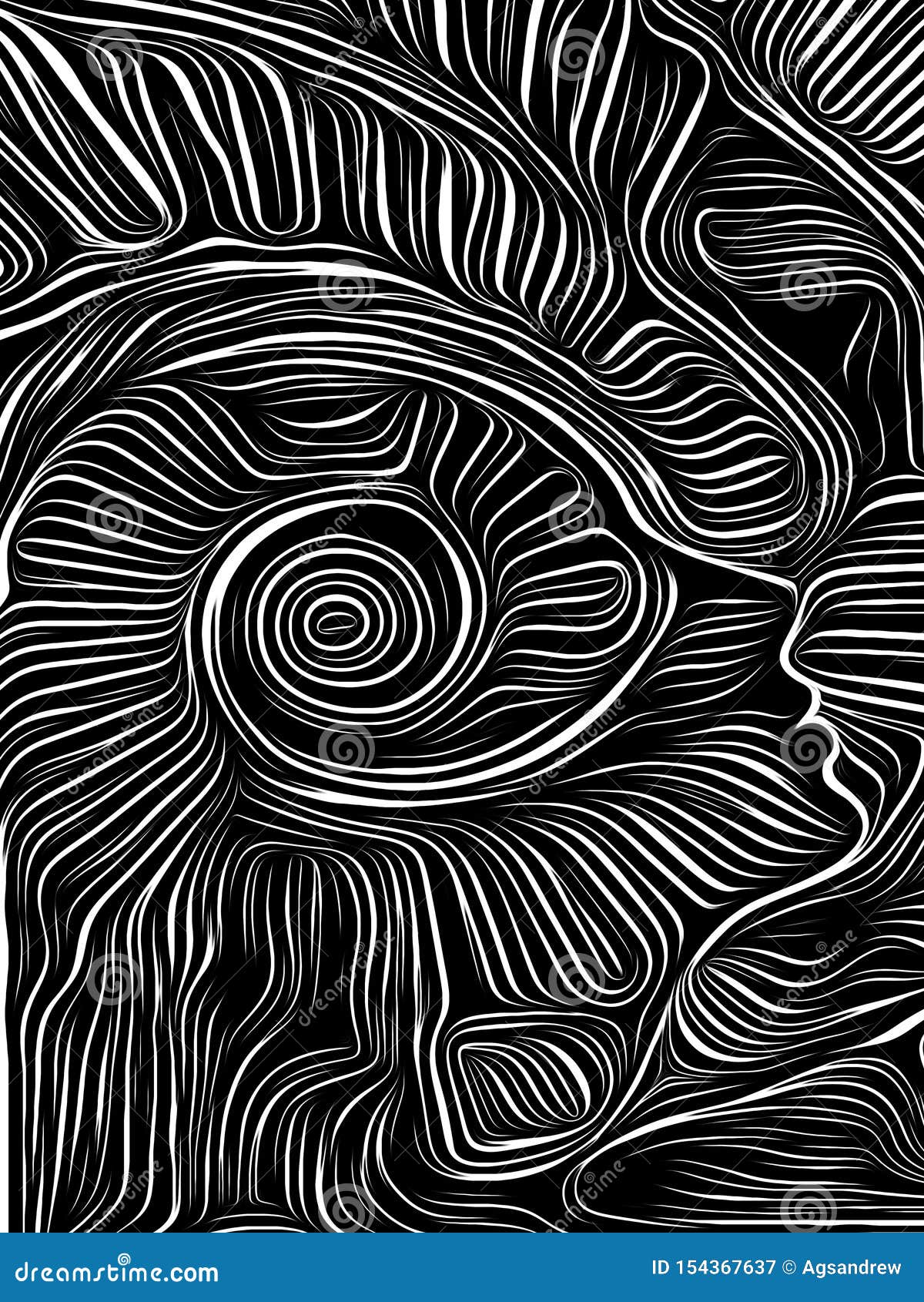 Bloco Xilogrfico Do Redemoinho Da Mente Ilustração Stock Ilustração