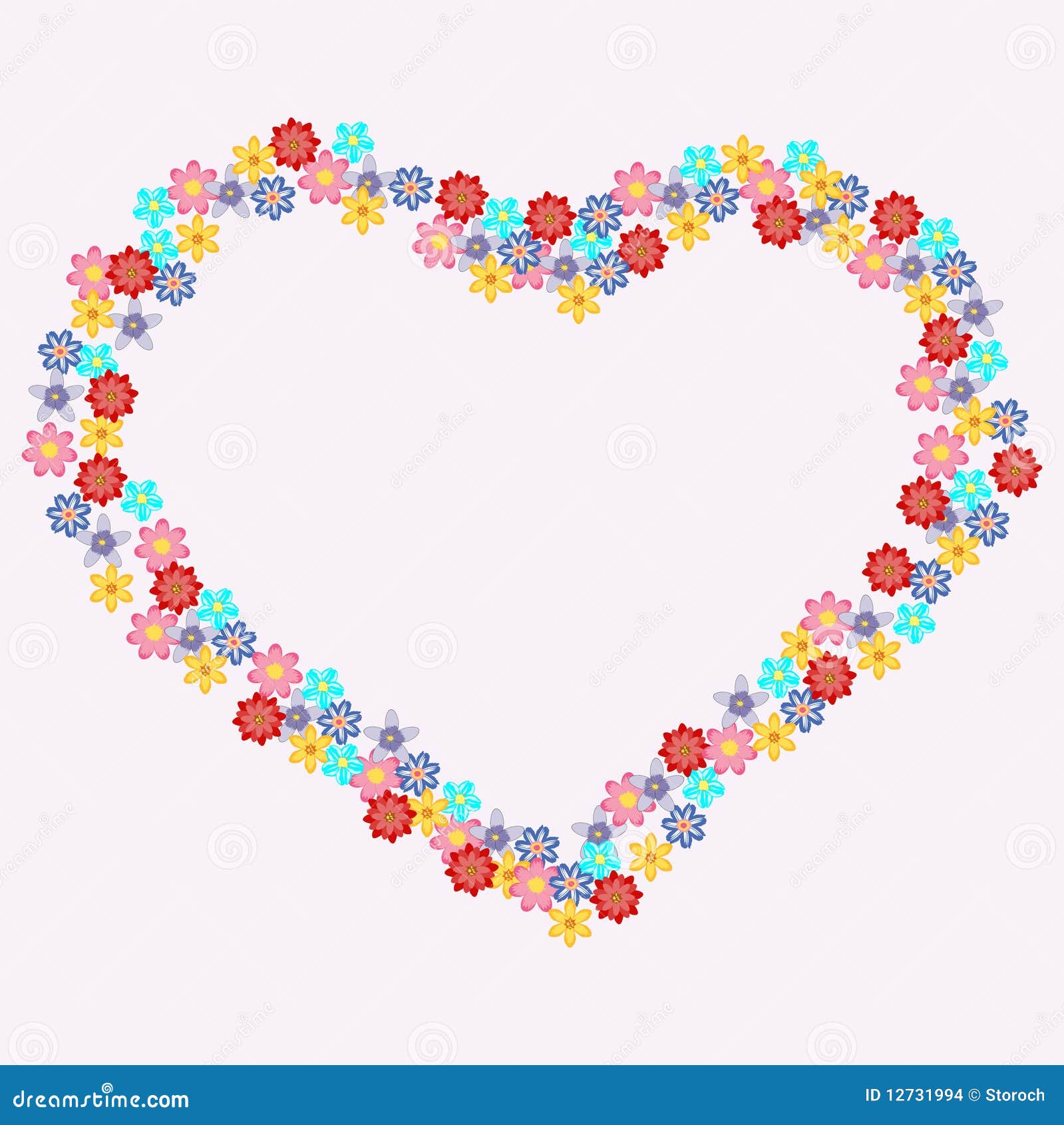 Bloemen hart-vorm vector illustratie. Illustration of kromme - 12731994