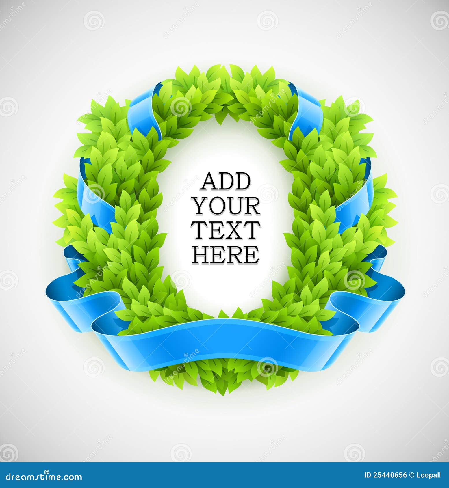 Bloemen Kroon Van Groene Bladeren Met Blauw Lint Stock Illustratie ... Bloemen Kroon Van Groene Bladeren Met Blauw Lint Stock Illustratie ...