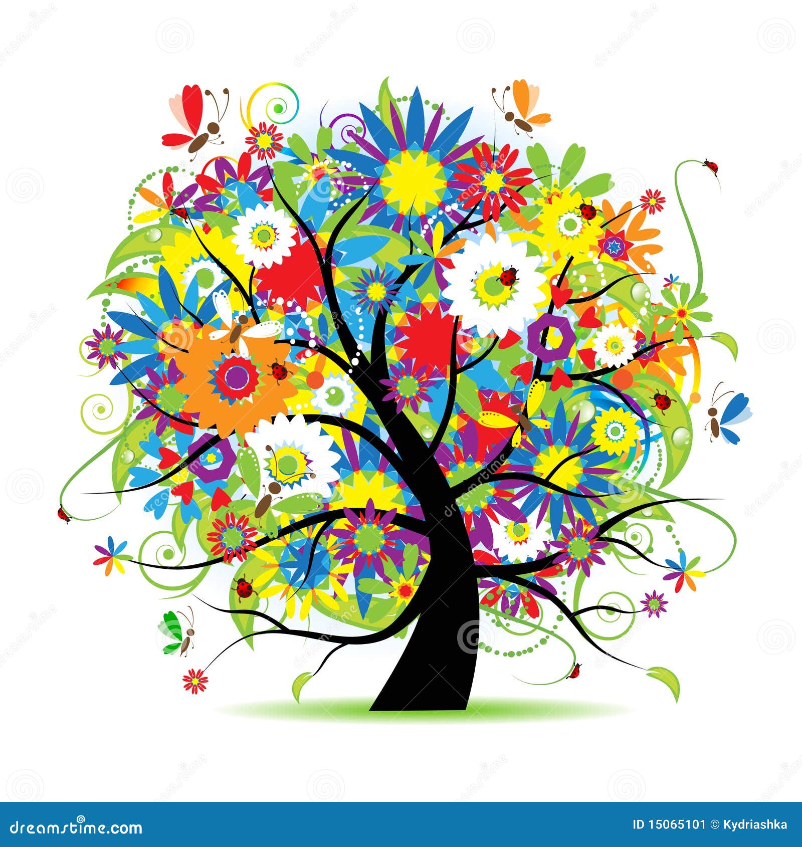 Bloemen mooie boom vector illustratie. Illustration of milieu - 15065101
