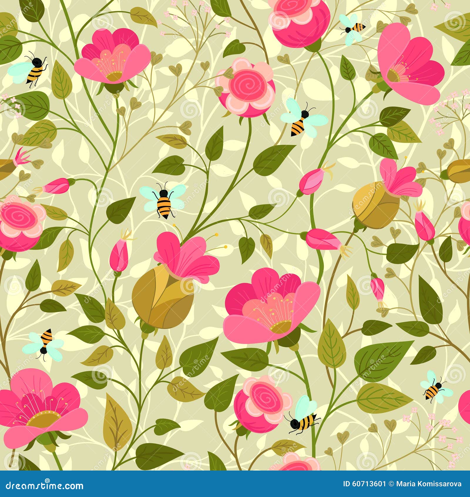 Bloemen patroon vector illustratie. Illustration of plantkunde - 60713601