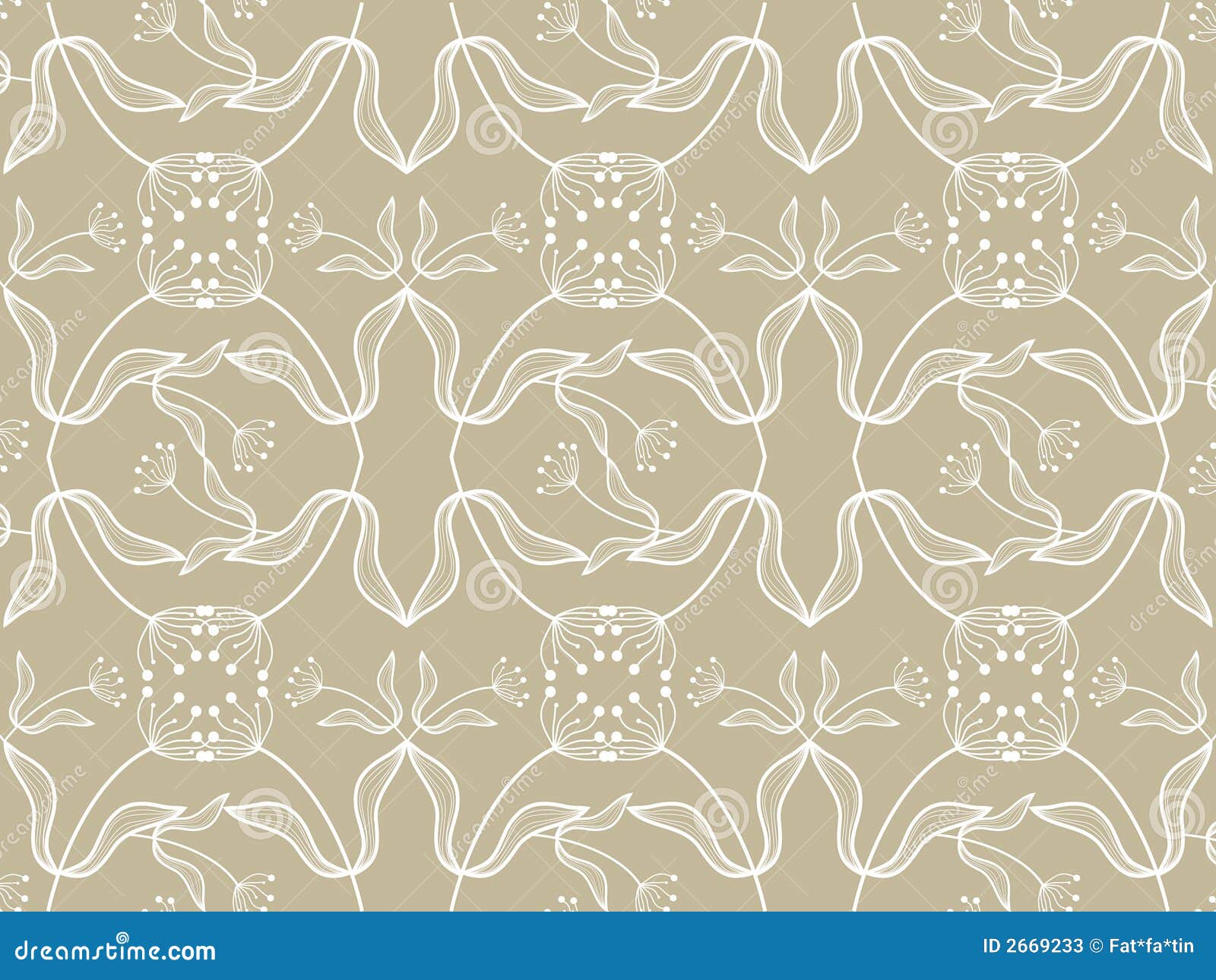 Bloemen Wit Patroon Op Taupe Vector Illustratie - Illustration of ...