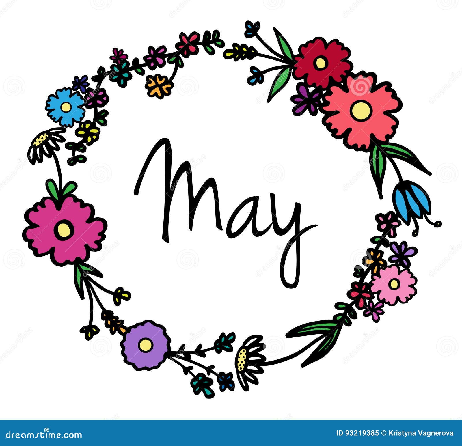 Bloemkroon Mei vector illustratie. Illustration of groet - 93219385