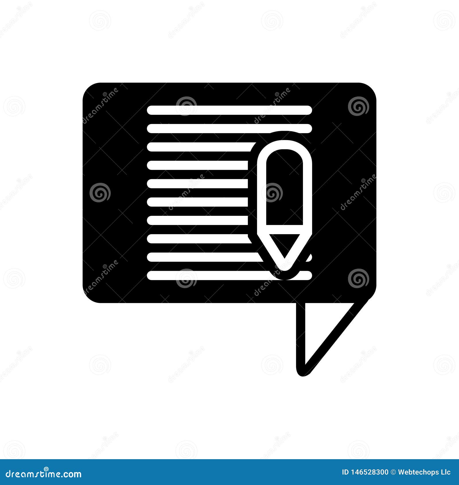 Black Solid Icon for Blog Article, Document and Writing Stock Vector ...