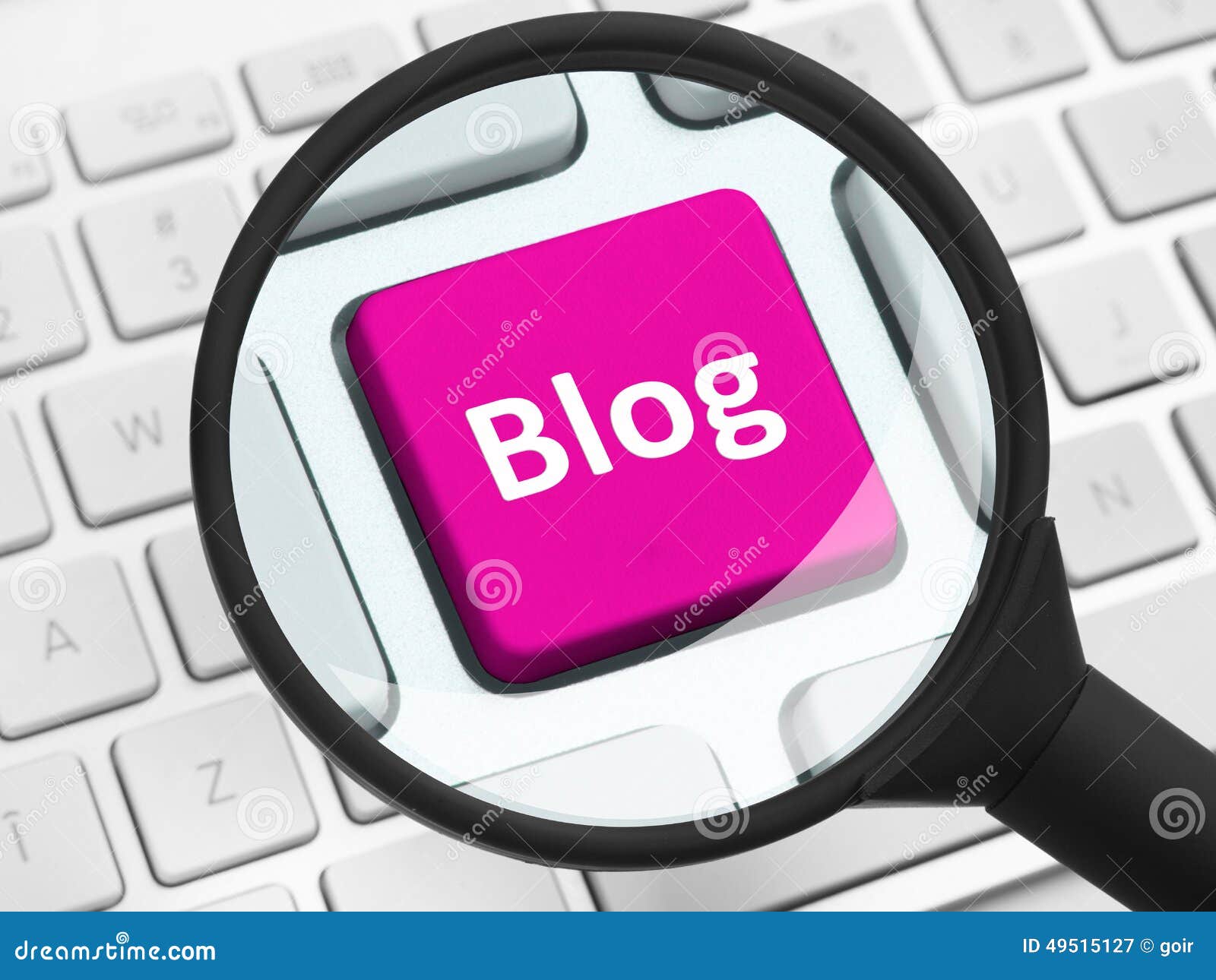 Blog Button Under the Magnifying Glass Stock Image - Image of internet ...