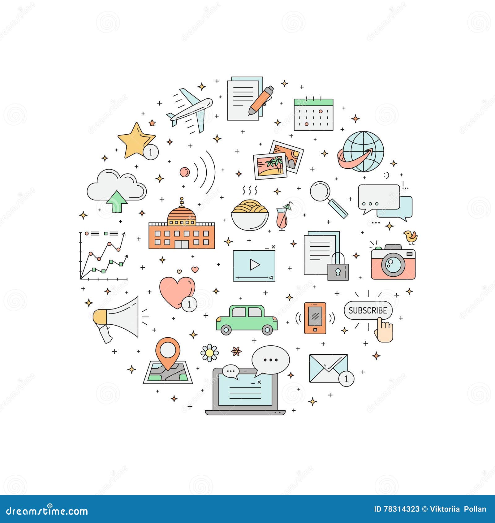 Blog Circle Vector Illustration. Simple Outline Design. Stock Vector ...