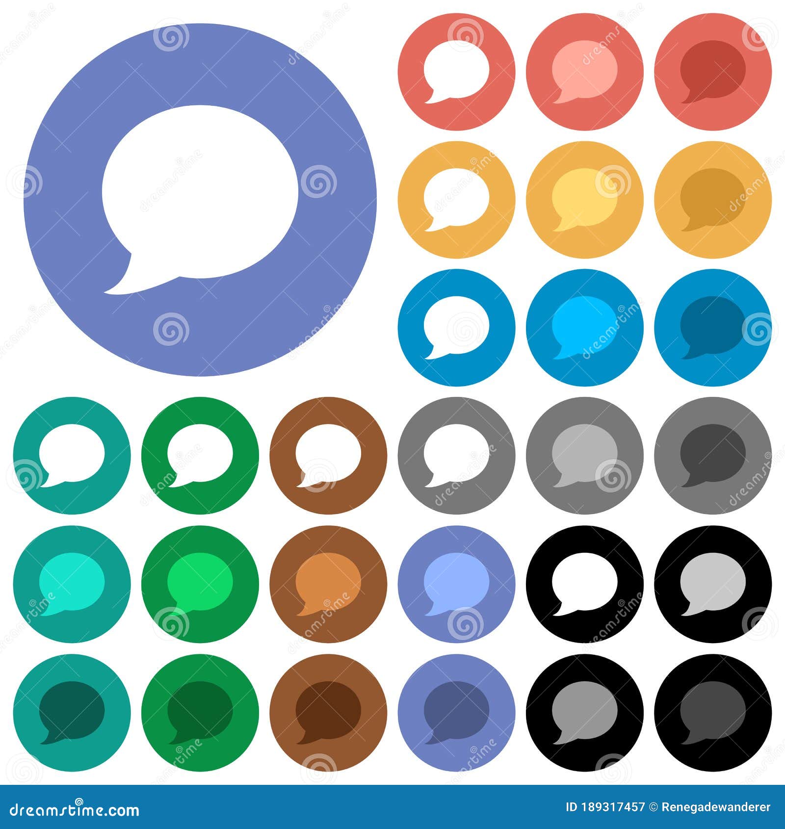 Blog Comment Bubble Round Flat Multi Colored Icons Stock Vector ...