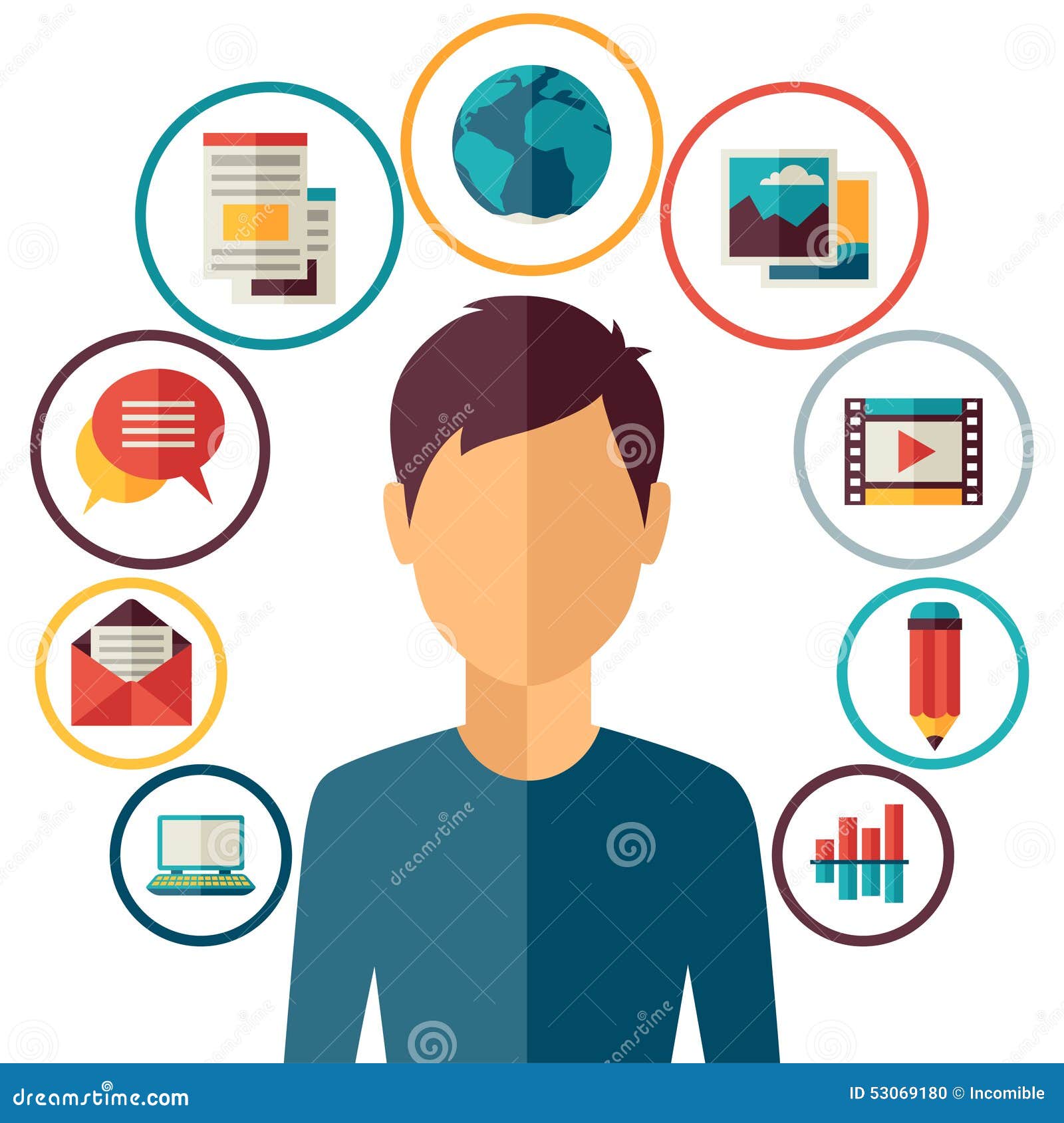 Blog Concept Illustration in Flat Design Style Stock Vector ...