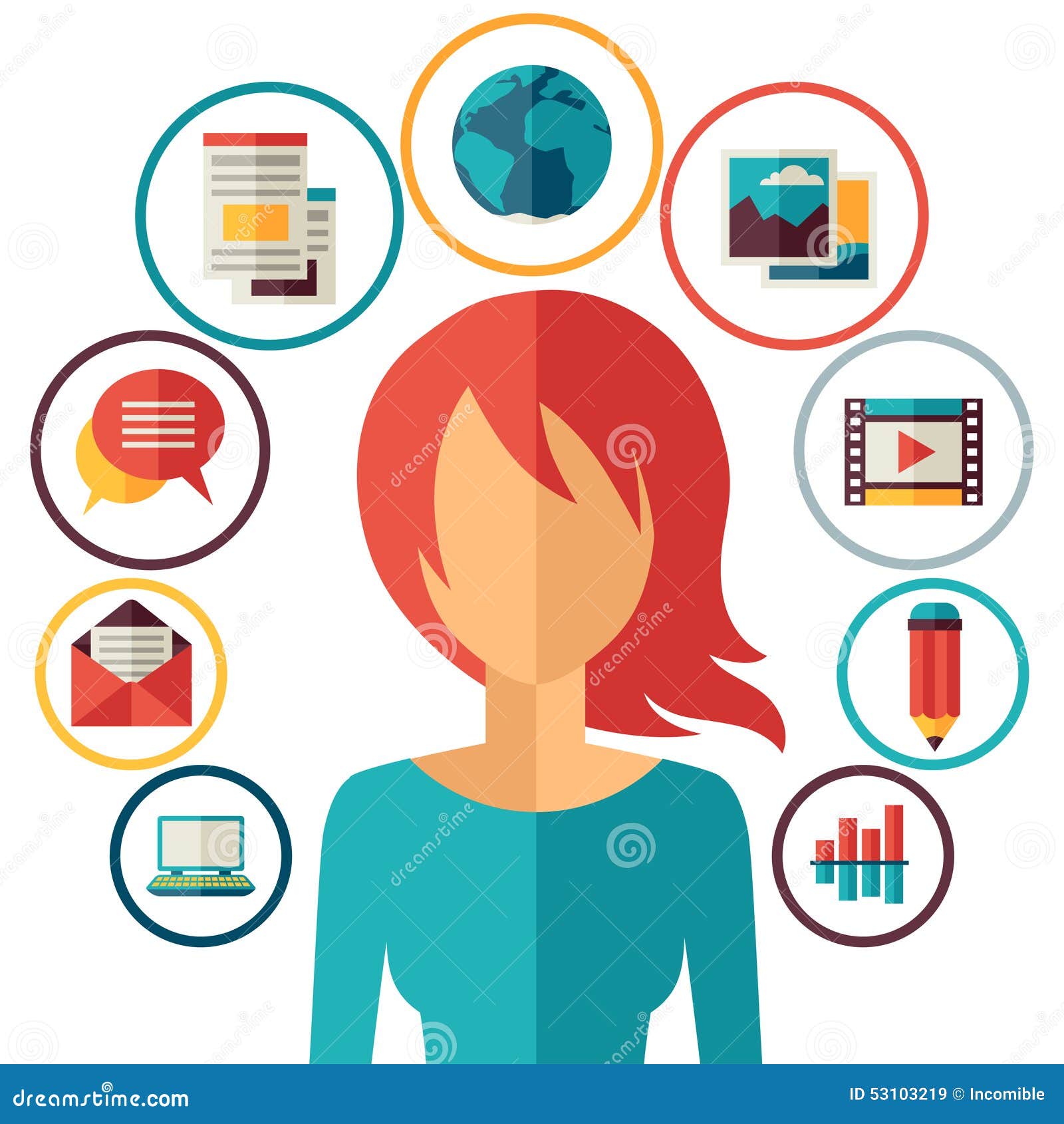 Blog Concept Illustration in Flat Design Style Stock Vector ...