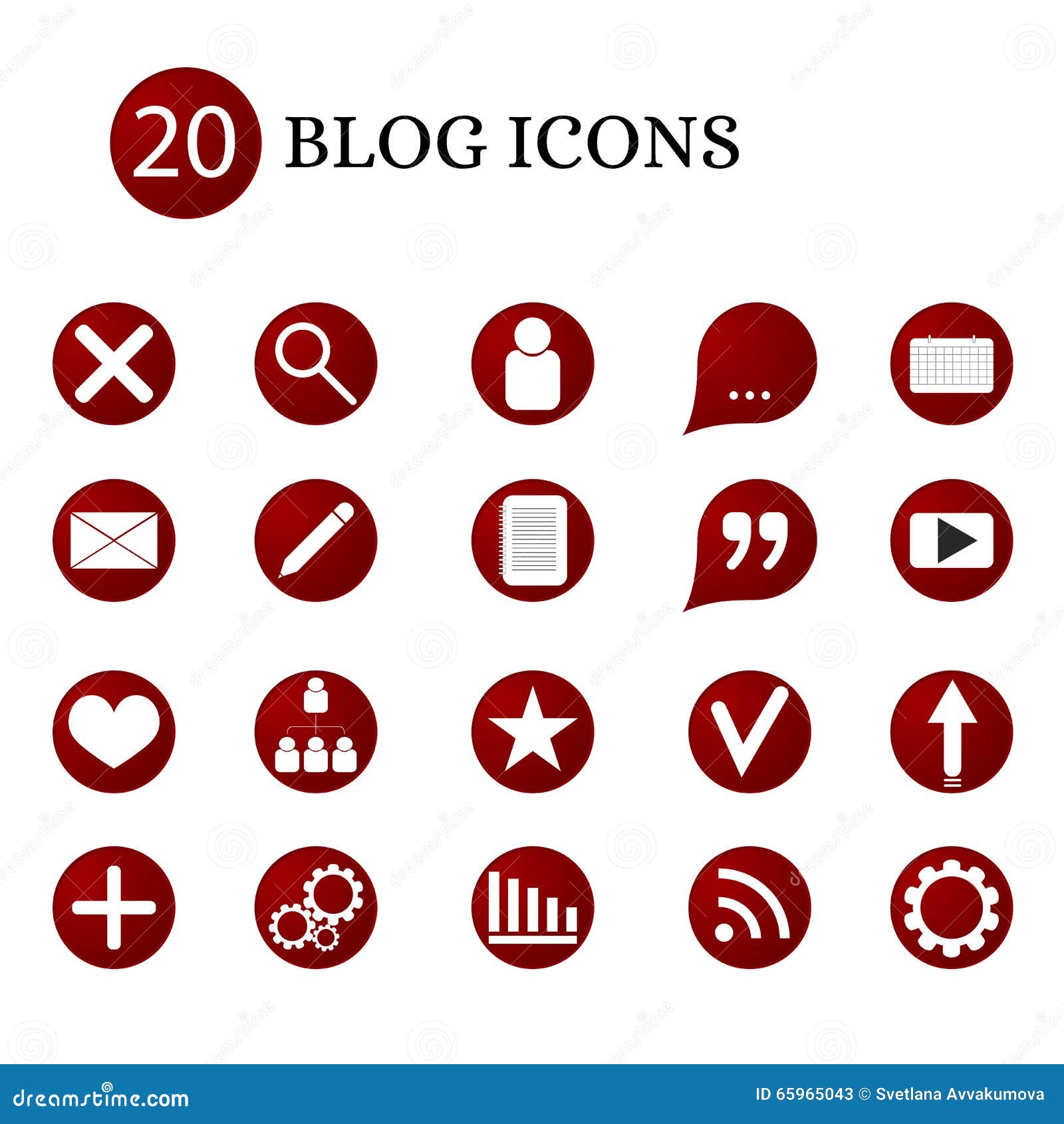 20 Blog Icons. the Interface of the Internet Site Stock Vector ...