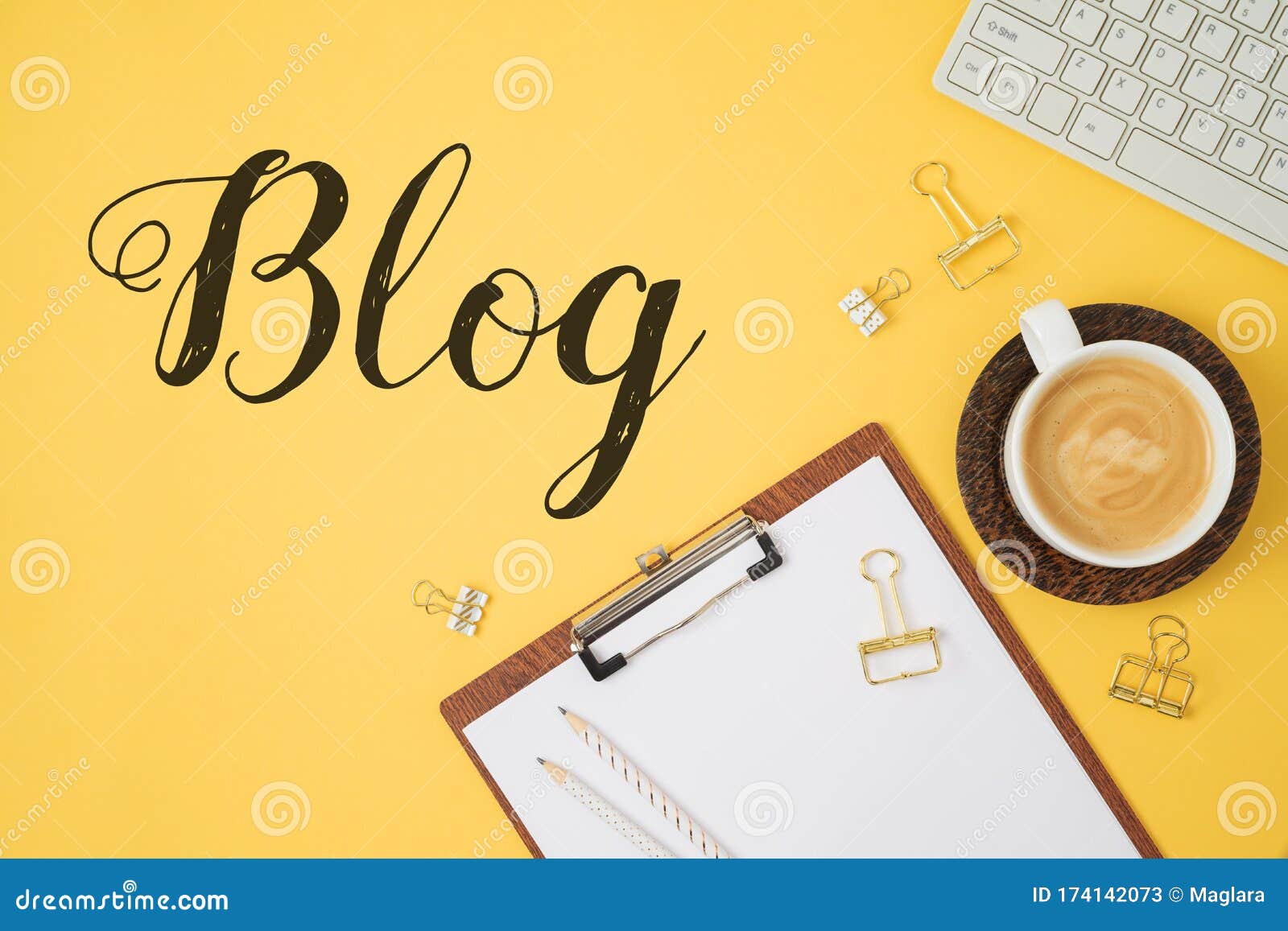 Blog and Information Website Concept. Workplace Background with Text ...