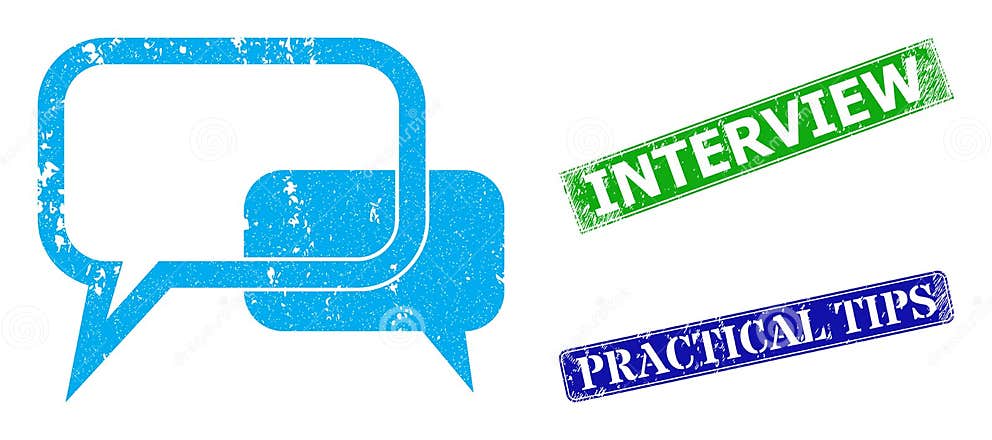 Blog Messages Scratched Icon and Textured Interview Stamp Stock Vector ...