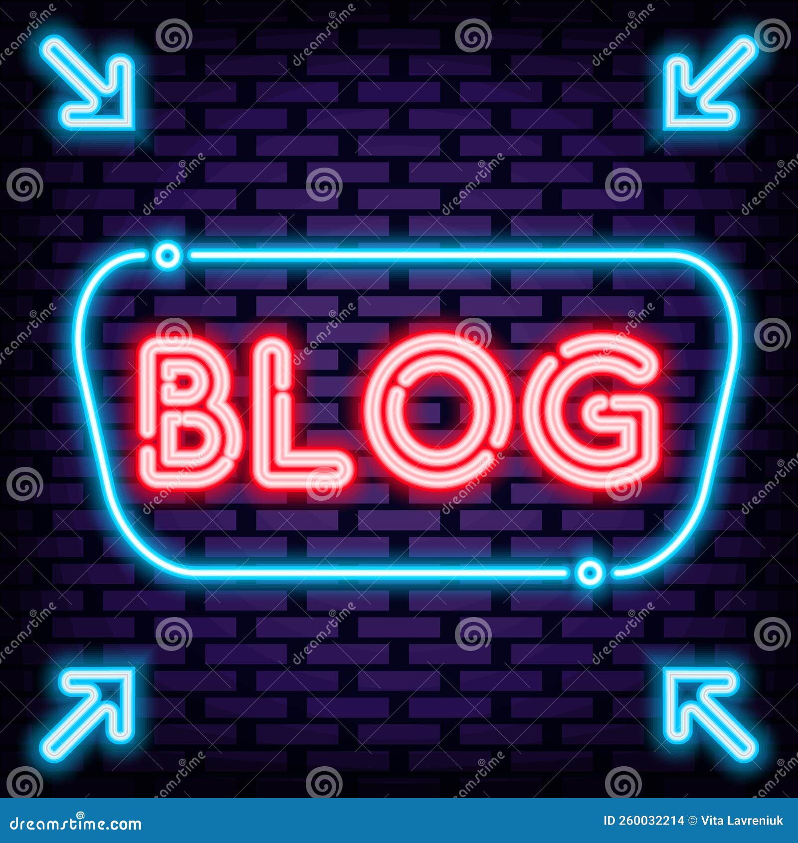 Blog Neon Sign Vector. Neon Script. Night Advensing Stock Vector ...