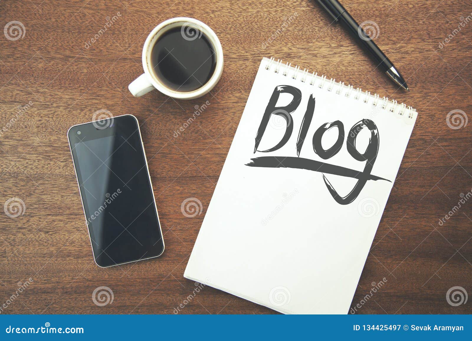 Blog on Notebook and Coffee with Phone Stock Image - Image of concept ...