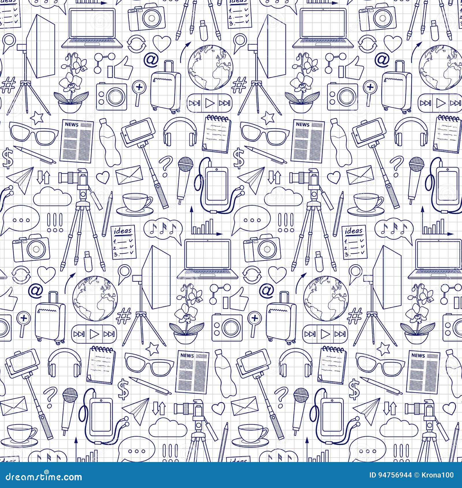 Blog Object Seamless Pattern Stock Vector - Illustration of information ...
