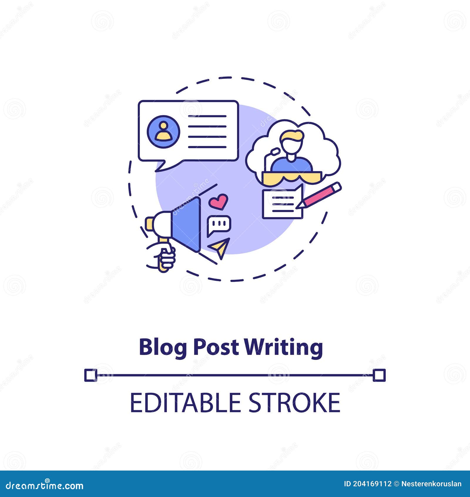 Blog Post Writing Concept Icon Stock Vector - Illustration of outline ...