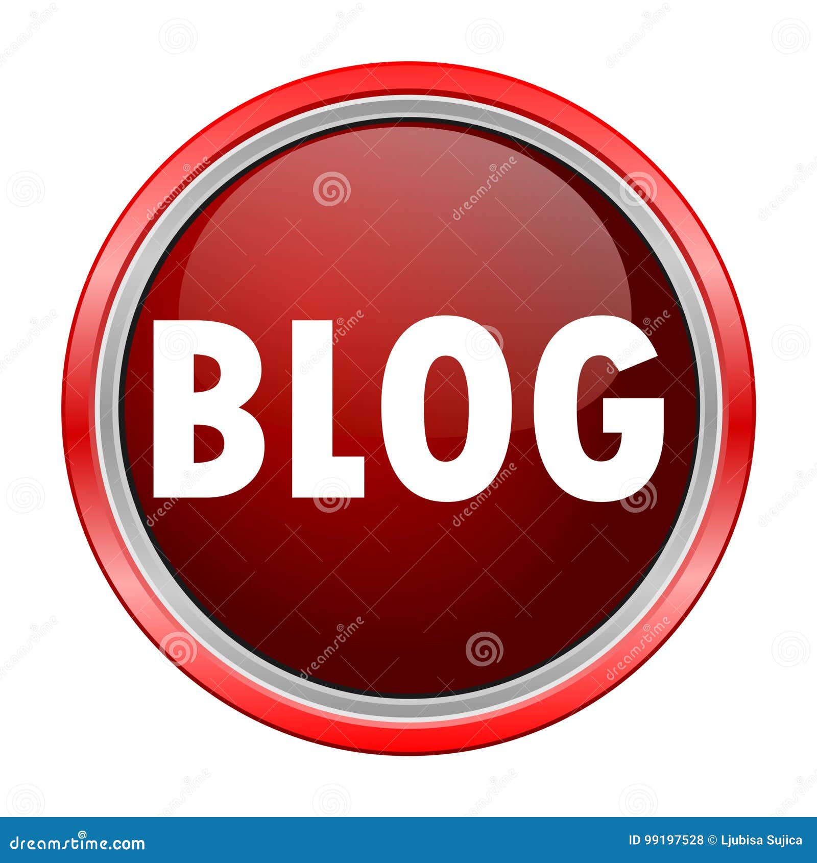 Blog Round Metallic Red Button Stock Vector - Illustration of social ...