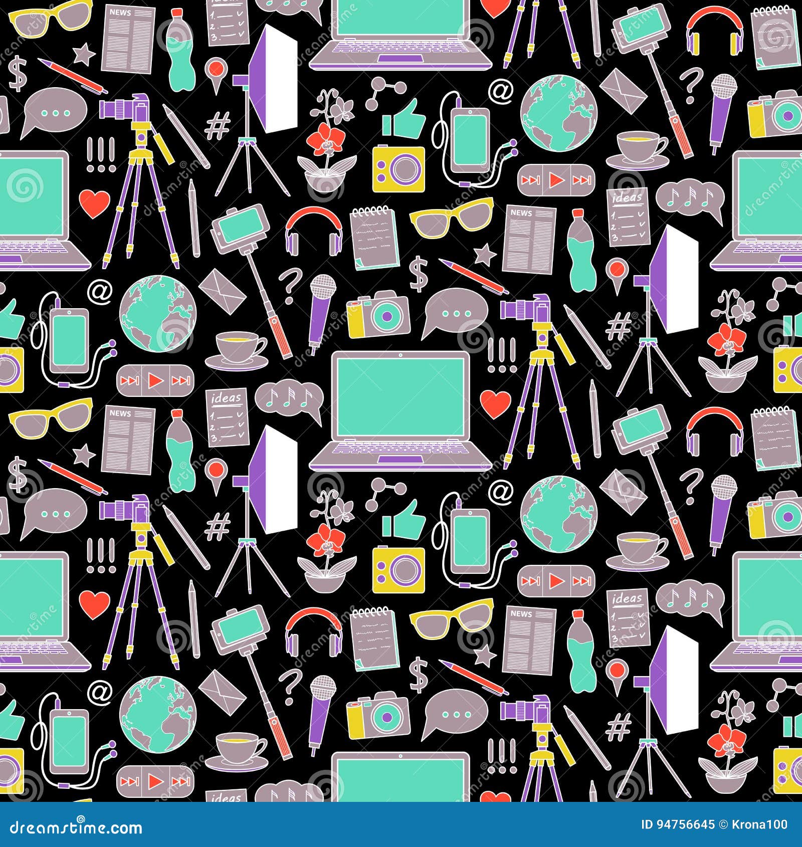 Blog Seamless Pattern stock vector. Illustration of collection - 94756645