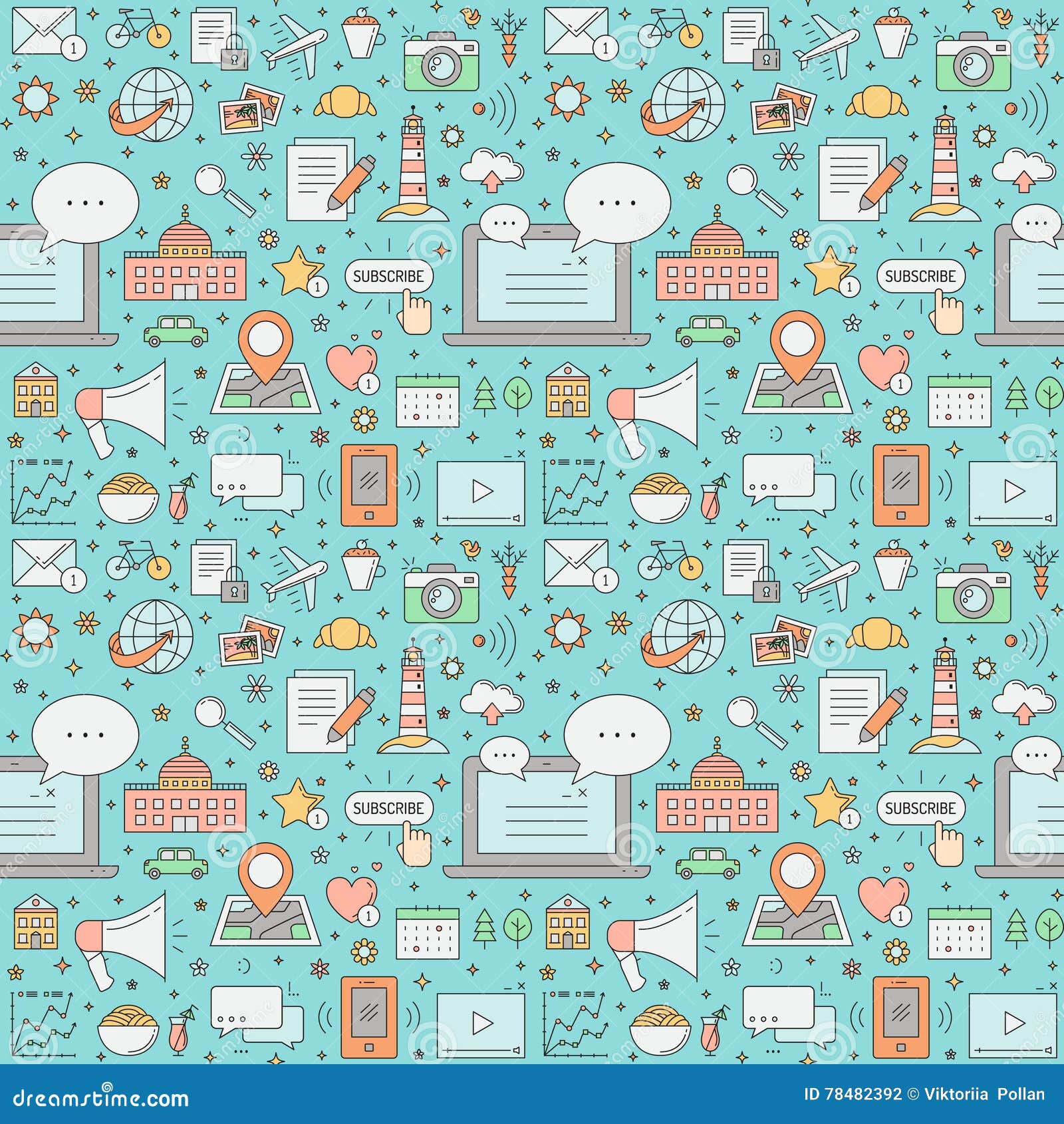 Blog Seamless Vector Pattern. Simple Outline Design. Stock Vector ...