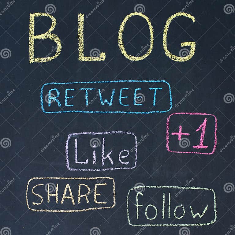 Blog and Share Buttons stock image. Image of full, front - 24070643