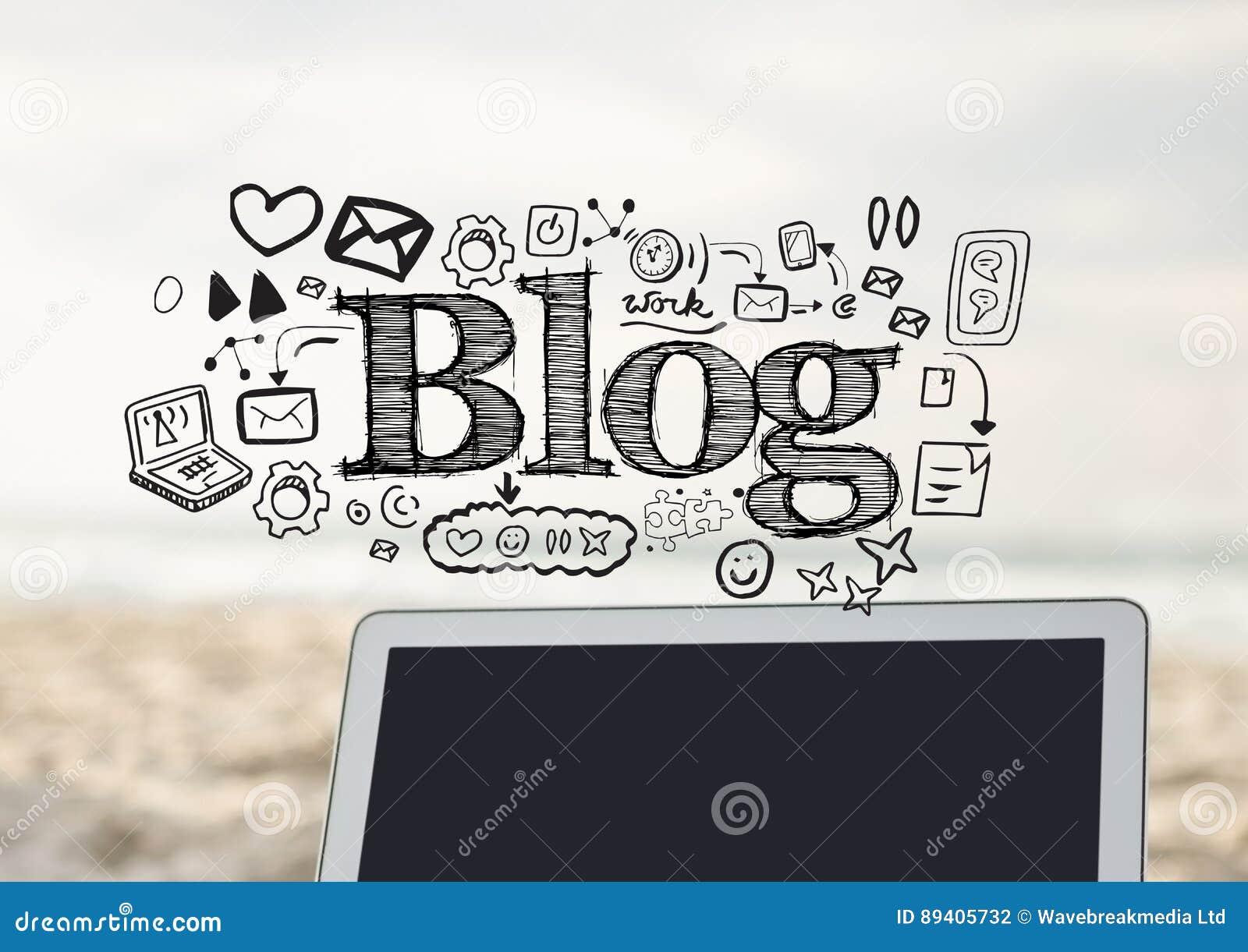 Blog Text with Drawings Graphics Stock Illustration - Illustration of ...
