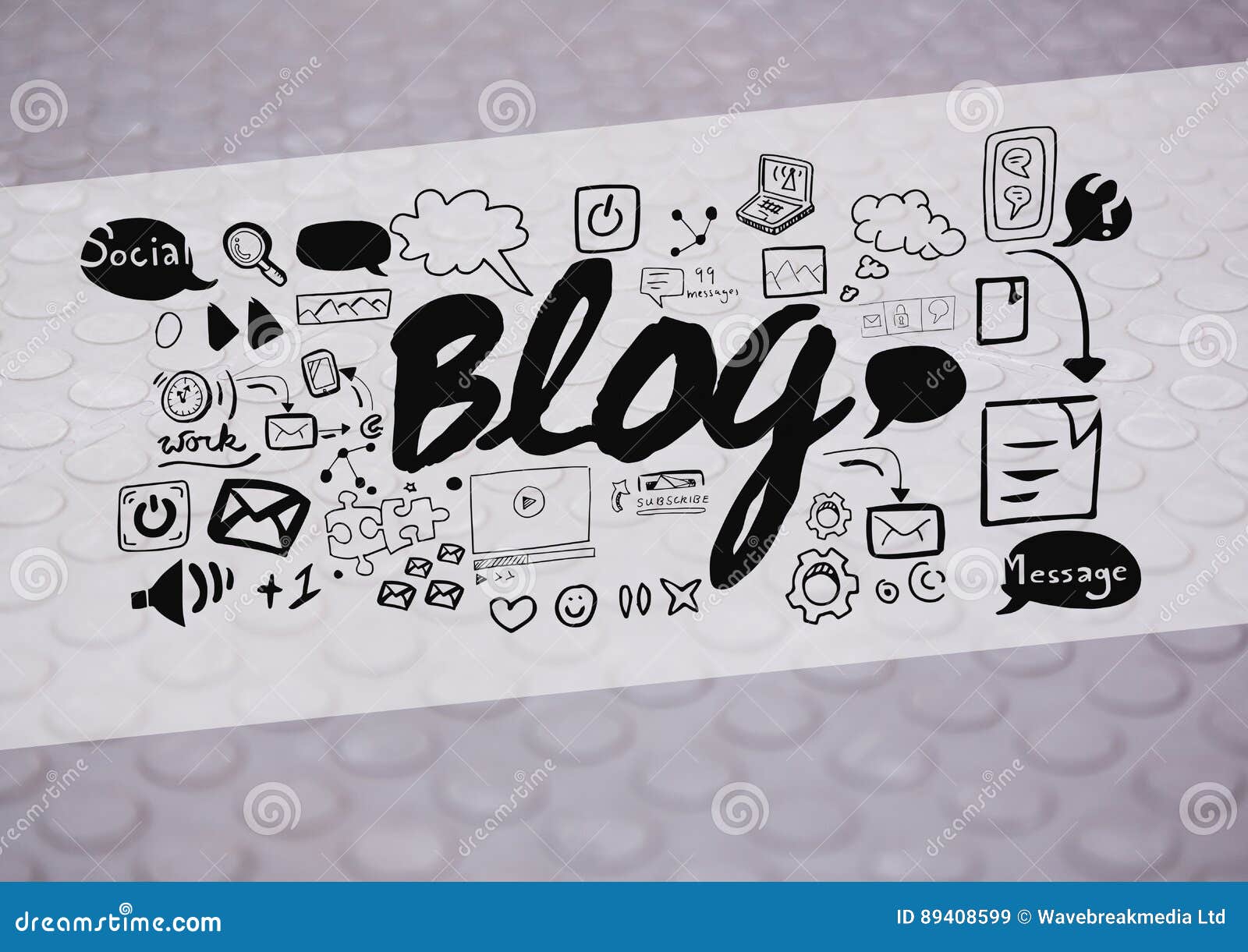 Blog Text with Drawings Graphics Stock Illustration - Illustration of ...