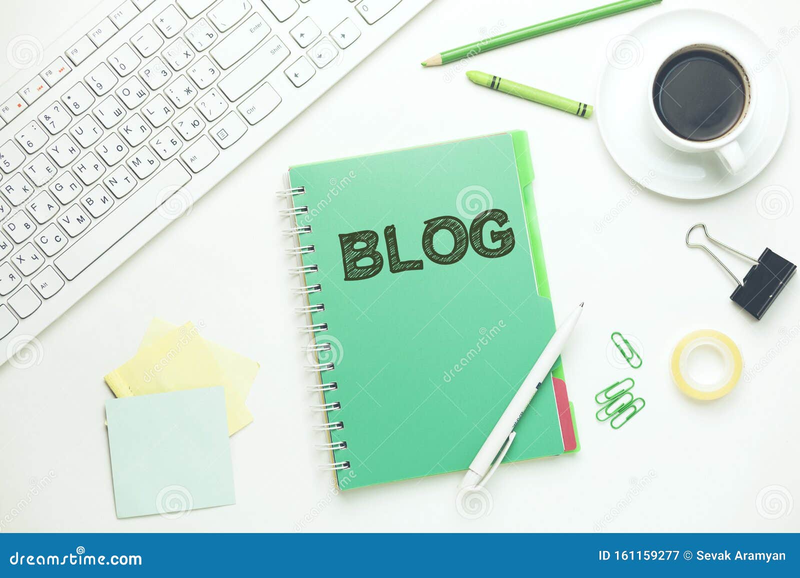 Blog Text on Notebook with Keybard and Coffee on Table Stock Image ...