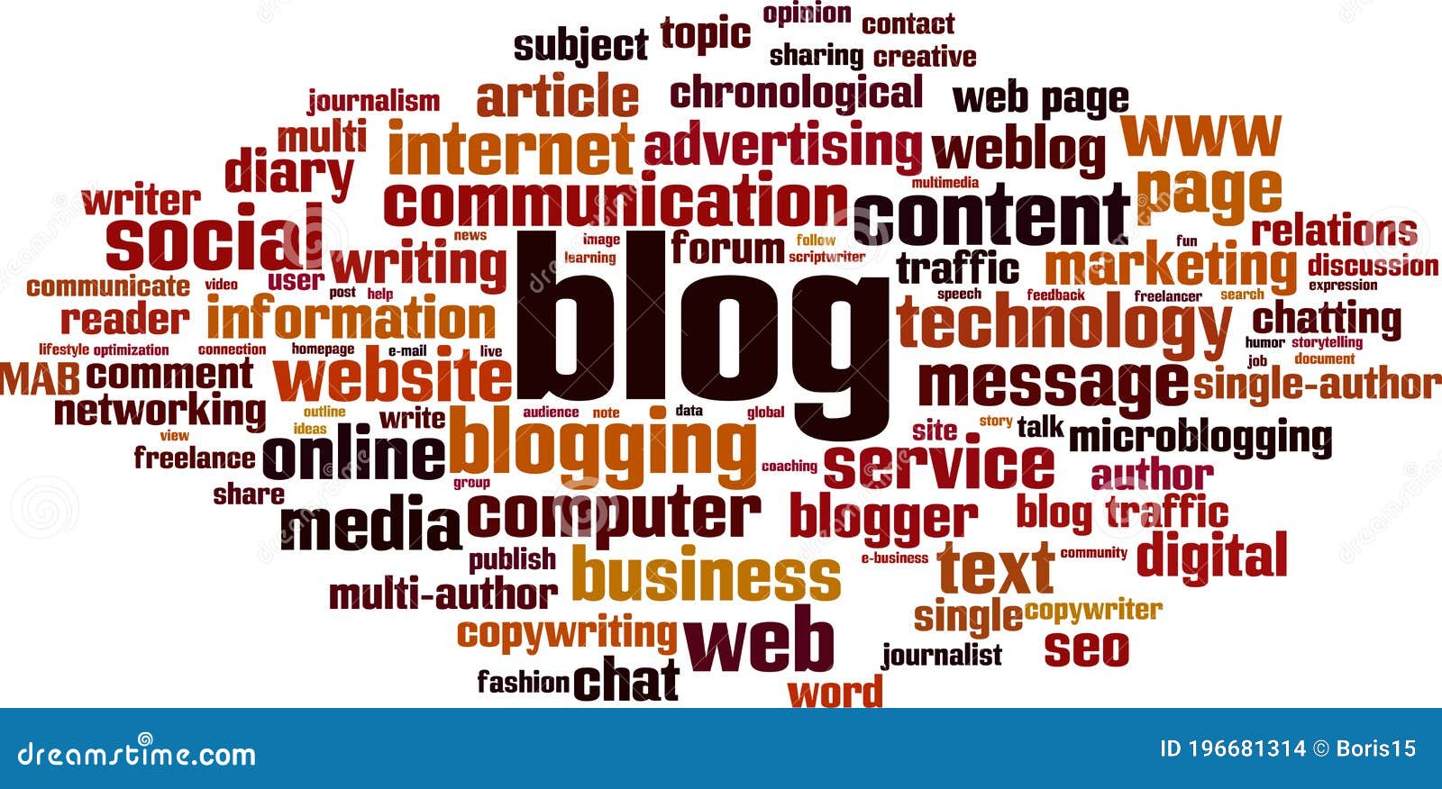 Blog word cloud stock vector. Illustration of cloud - 196681314