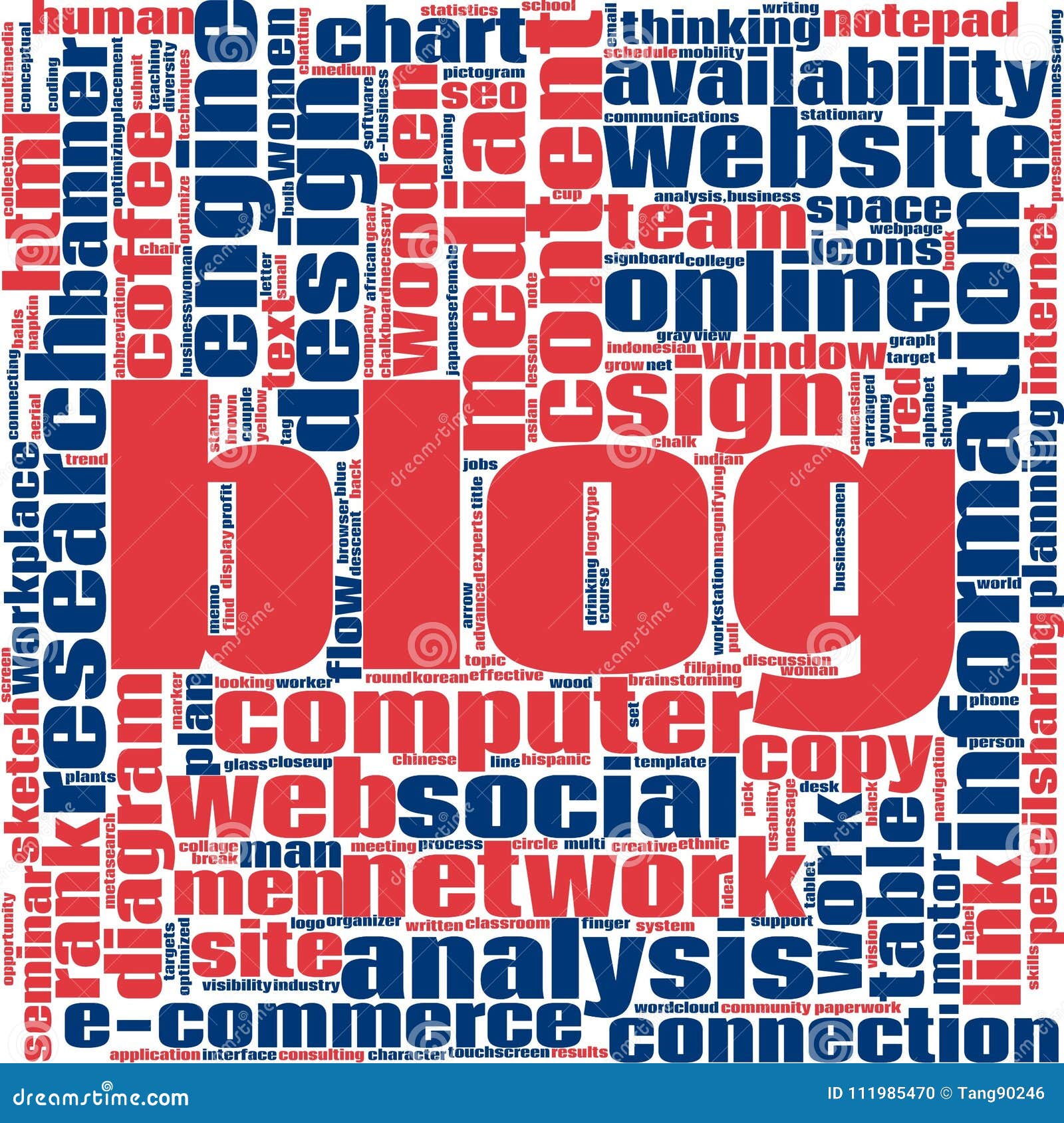 Blog word cloud stock illustration. Illustration of text - 111985470