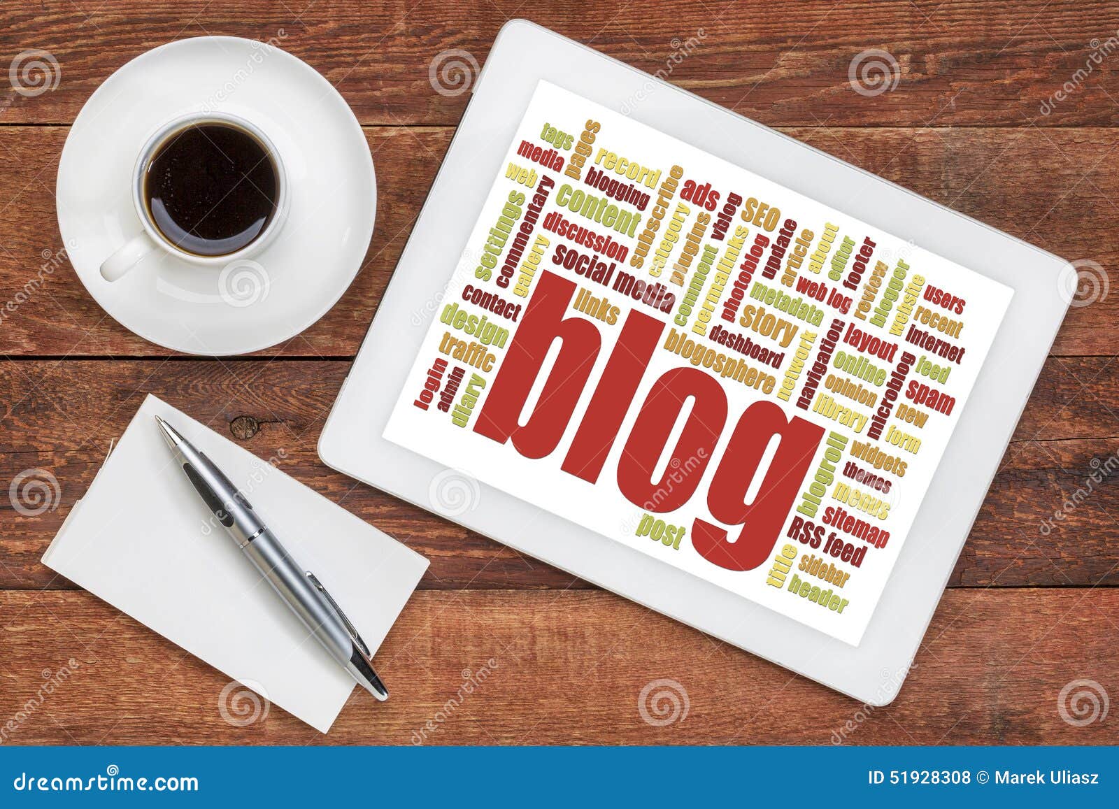 Blog Word Cloud on Digital Tablet Stock Photo - Image of digital, word ...