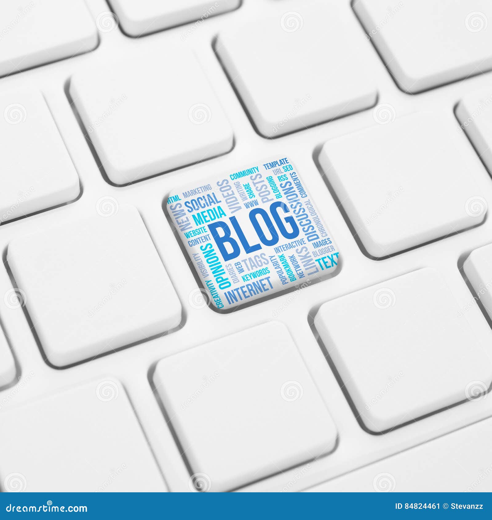 Blog Word Concept Cloud in Button or Key on Keyboard Stock Illustration ...